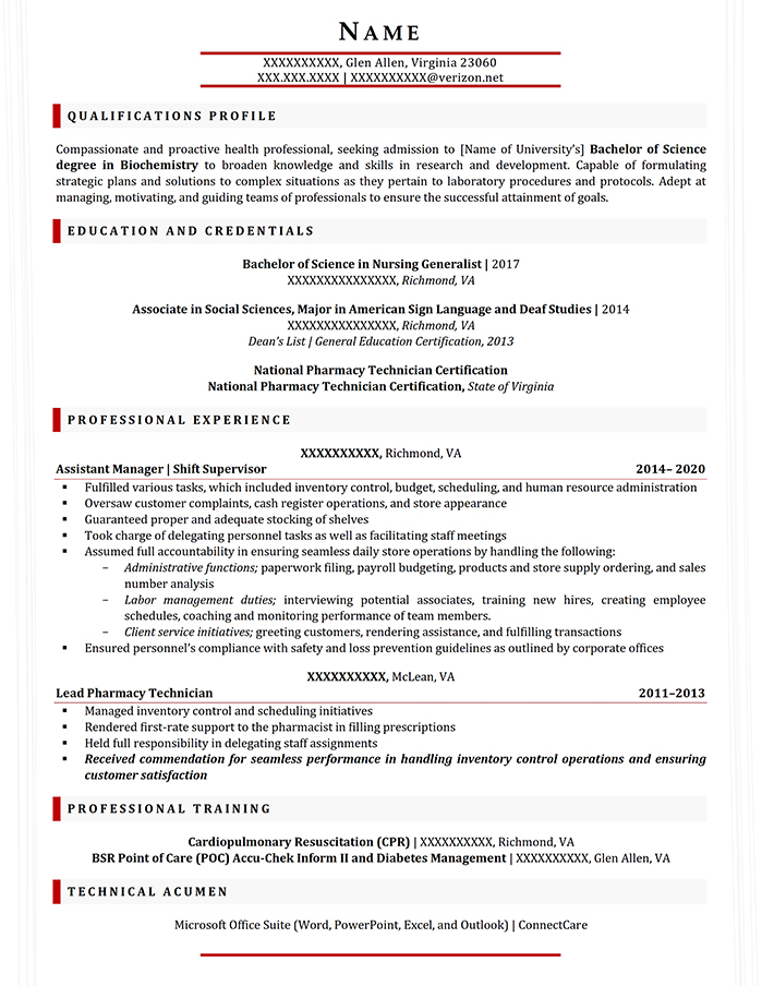 Bachelor Of Science In Biochemistry Resume Example
